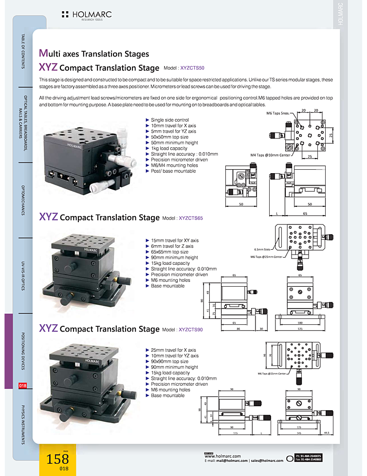 Manual XY Linear Stages, XYZ and Z Stages