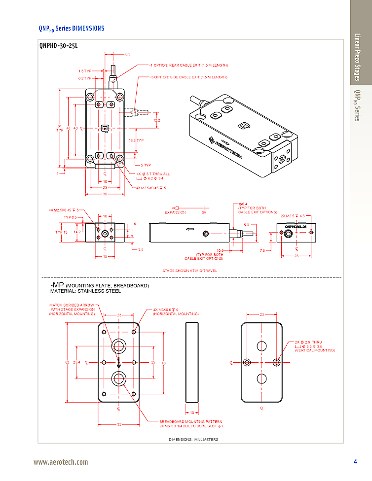 12µm Piezo Stage, 0.02nm open loop resolution from Aerotech