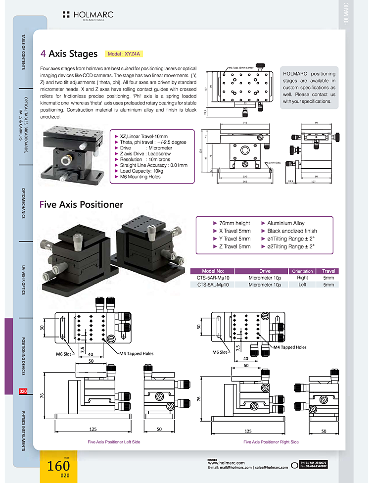 Manual XY Linear Stages, XYZ and Z Stages