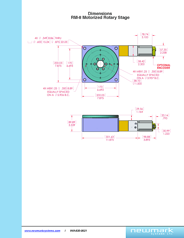 4 Arcsec Motorized Rotary Stage from Newmark Systems