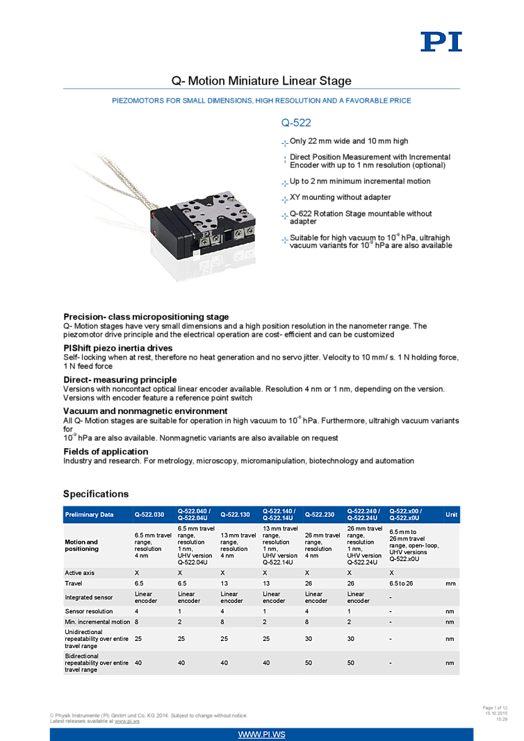 Piezo Stages, Nanopositioning