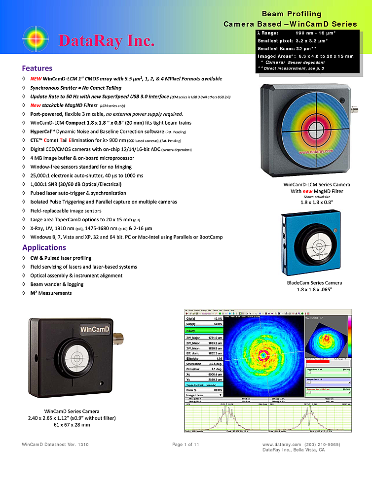 Laser Beam Profilers, Compare Products from All Manufacturers