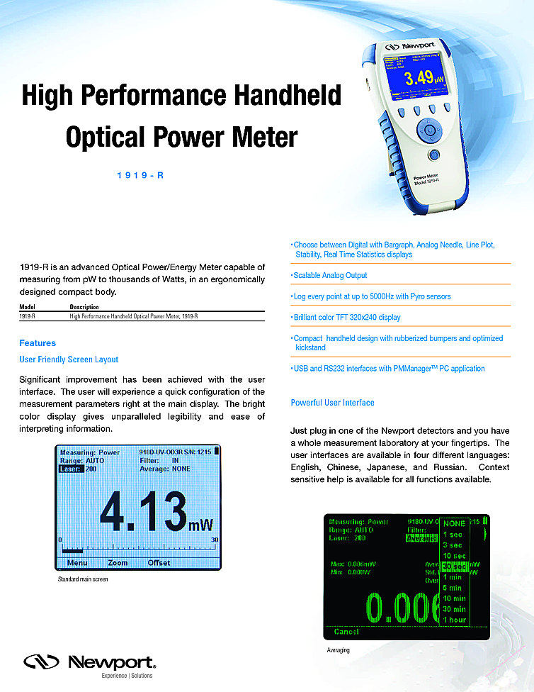 Optical Power Meter Handheld from Newport