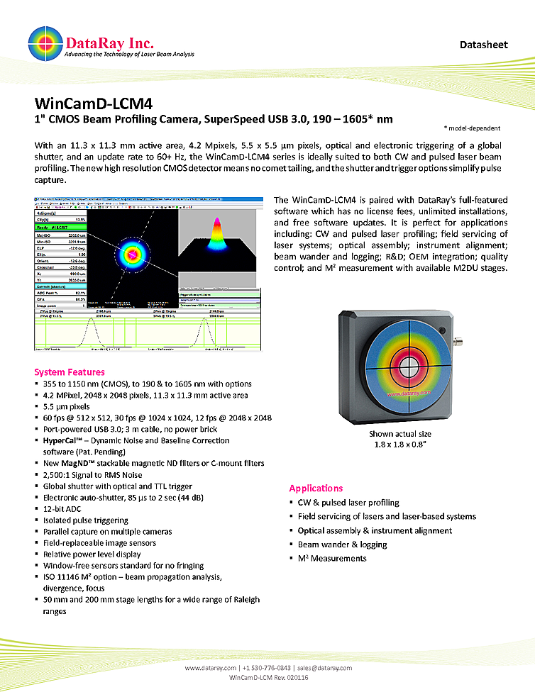 Laser Beam Profilers, Compare Products from All Manufacturers