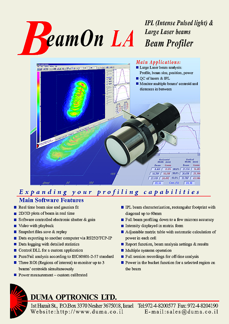 Laser Beam Profilers, Compare Products from All Manufacturers