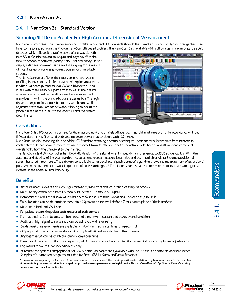 Laser Beam Profiler 190nm-950nm from Ophir