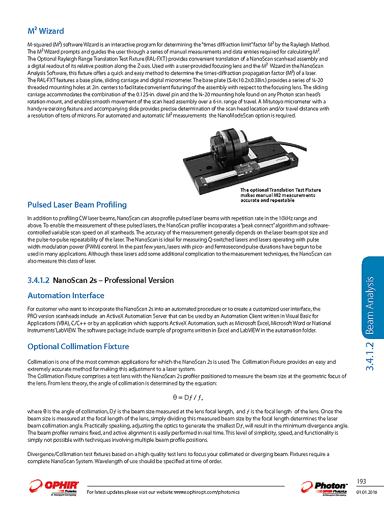 Laser Beam Profiler 190nm-950nm from Ophir