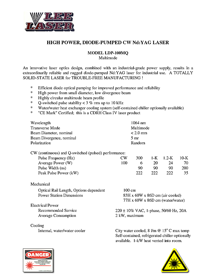 1064nm, 70W Nanosecond Laser from Lee Laser