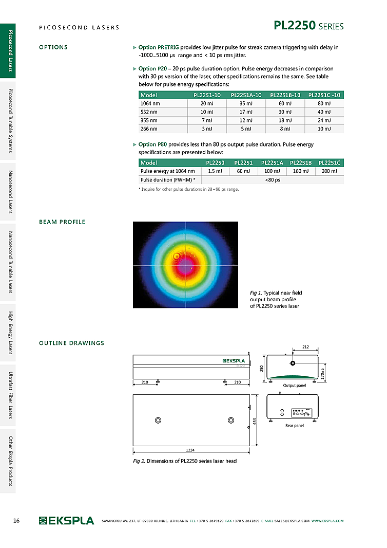 1064nm, 100mJ Picosecond Laser from Ekspla