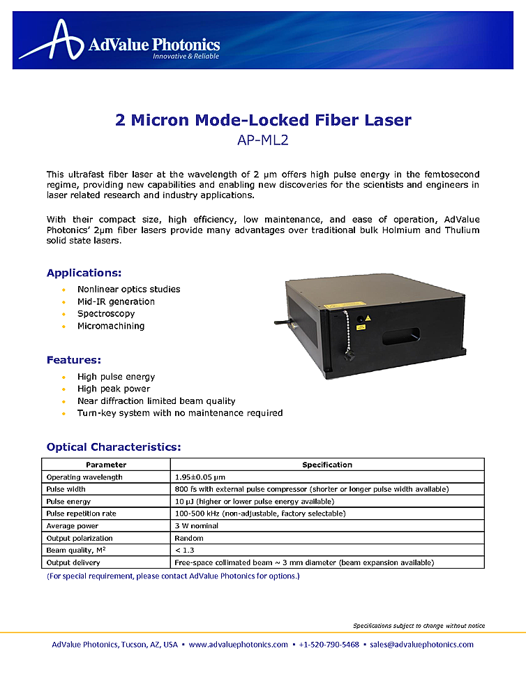 Solid State & Fiber Lasers | AdValue Photonics