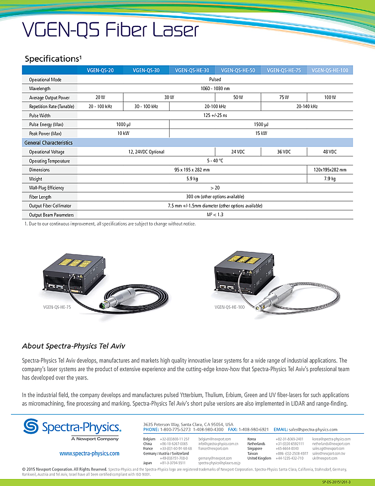 1060nm, 1.5mJ Nanosecond Laser from Spectra Physics 1060nm, 1.5mJ Nanosecond Laser from Spectra Physics