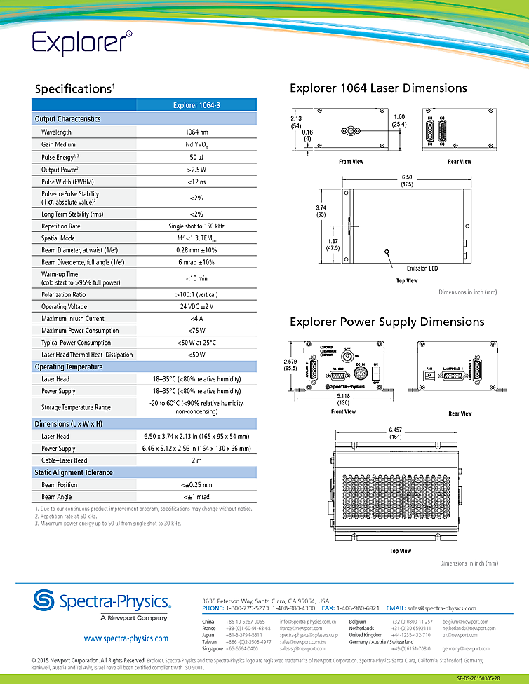 1064nm, 50µJ Nanosecond Laser from Spectra Physics 1064nm, 50µJ Nanosecond Laser from Spectra Physics