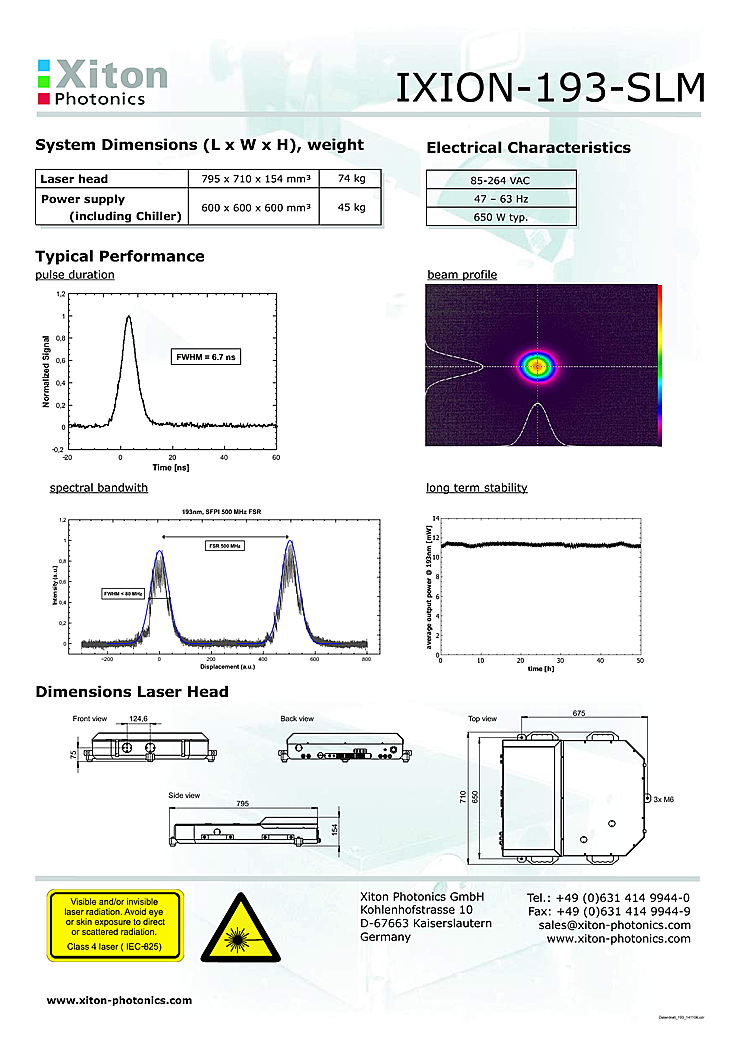 193nm, 1µJ Nanosecond Laser from Xiton Photonics