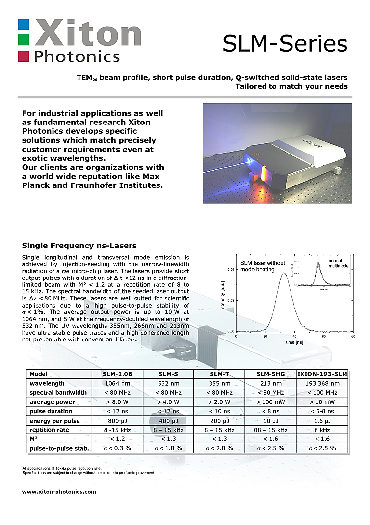 1064nm Nanosecond Solid State & Fiber Lasers