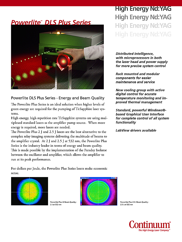 1064nm, 3500mJ Nanosecond Laser from Continuum