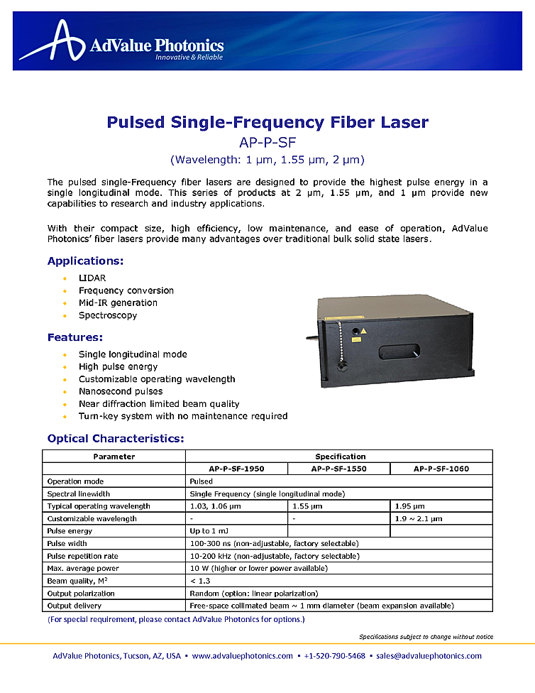1950nm, 1000µJ Nanosecond Laser from AdValue Photonics