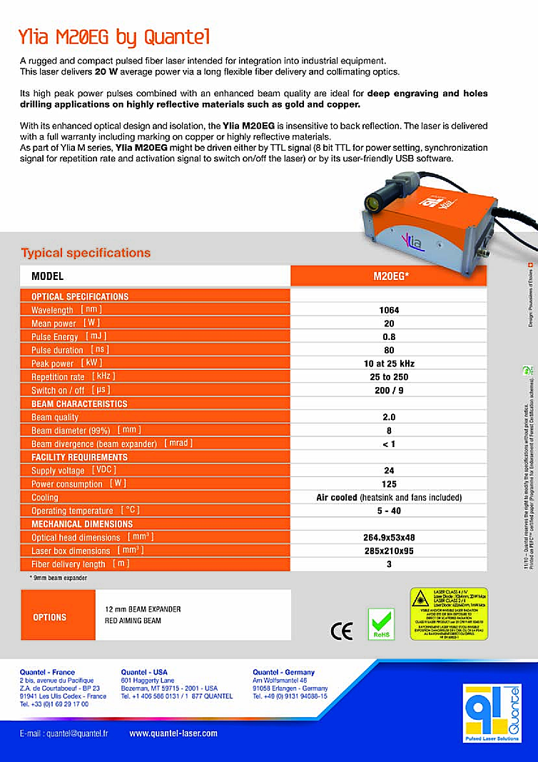 1064nm, 800µJ Nanosecond Laser from Quantel Laser