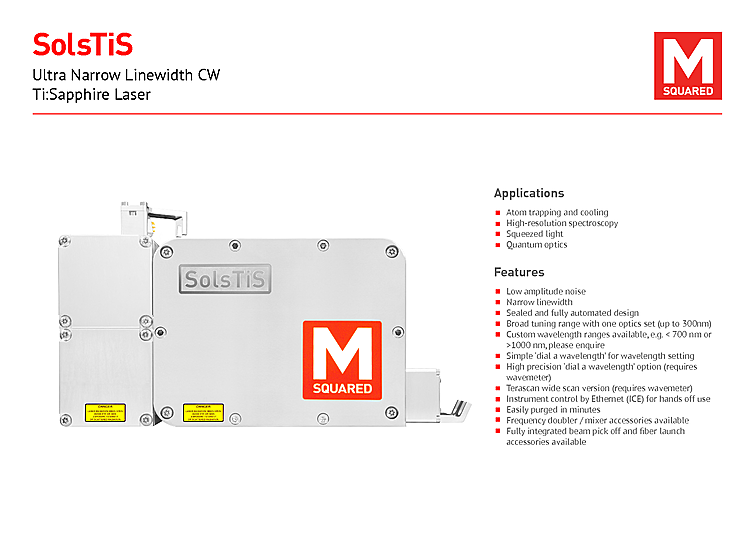 CW Laser, 725nm-875nm, 4W from M Squared Laser